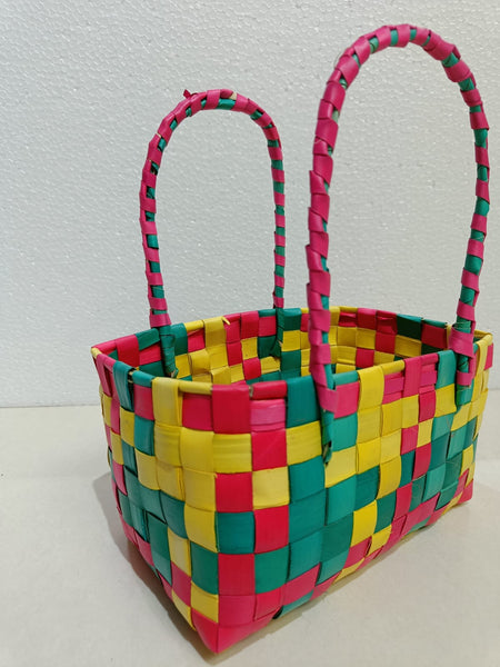 PALM LEAF HANDLE BASKET – ECOBASKETINDIA